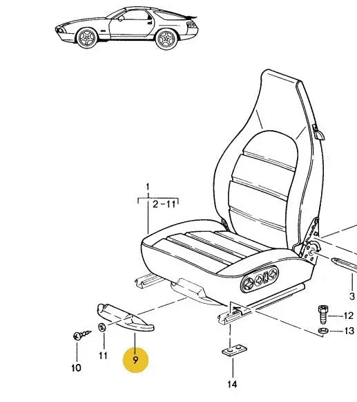 928 521 760 04 01C - Seat Motor Cover - Left & Right - 87 to 95 ...
